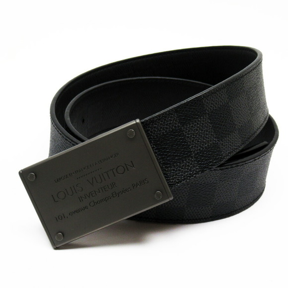 Louis Vuitton | Bags | Louis Vuitton Graphite Black Leather Metal Belt ...